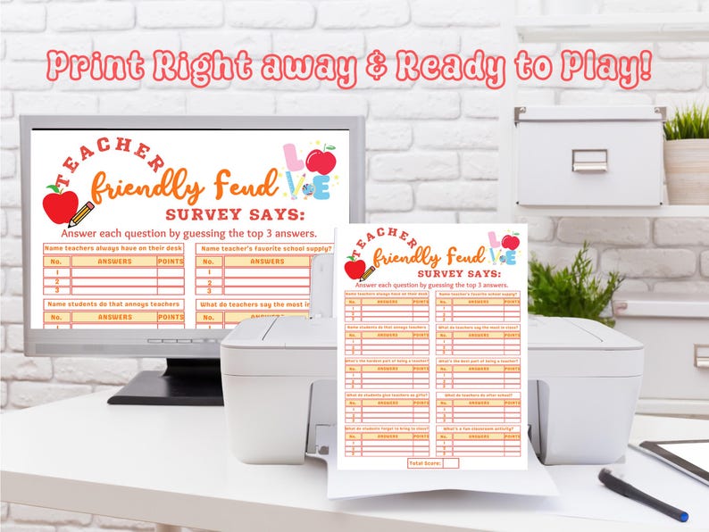 Printable Teacher Feud Game Teacher Appreciation Week Teacher Trivia ...