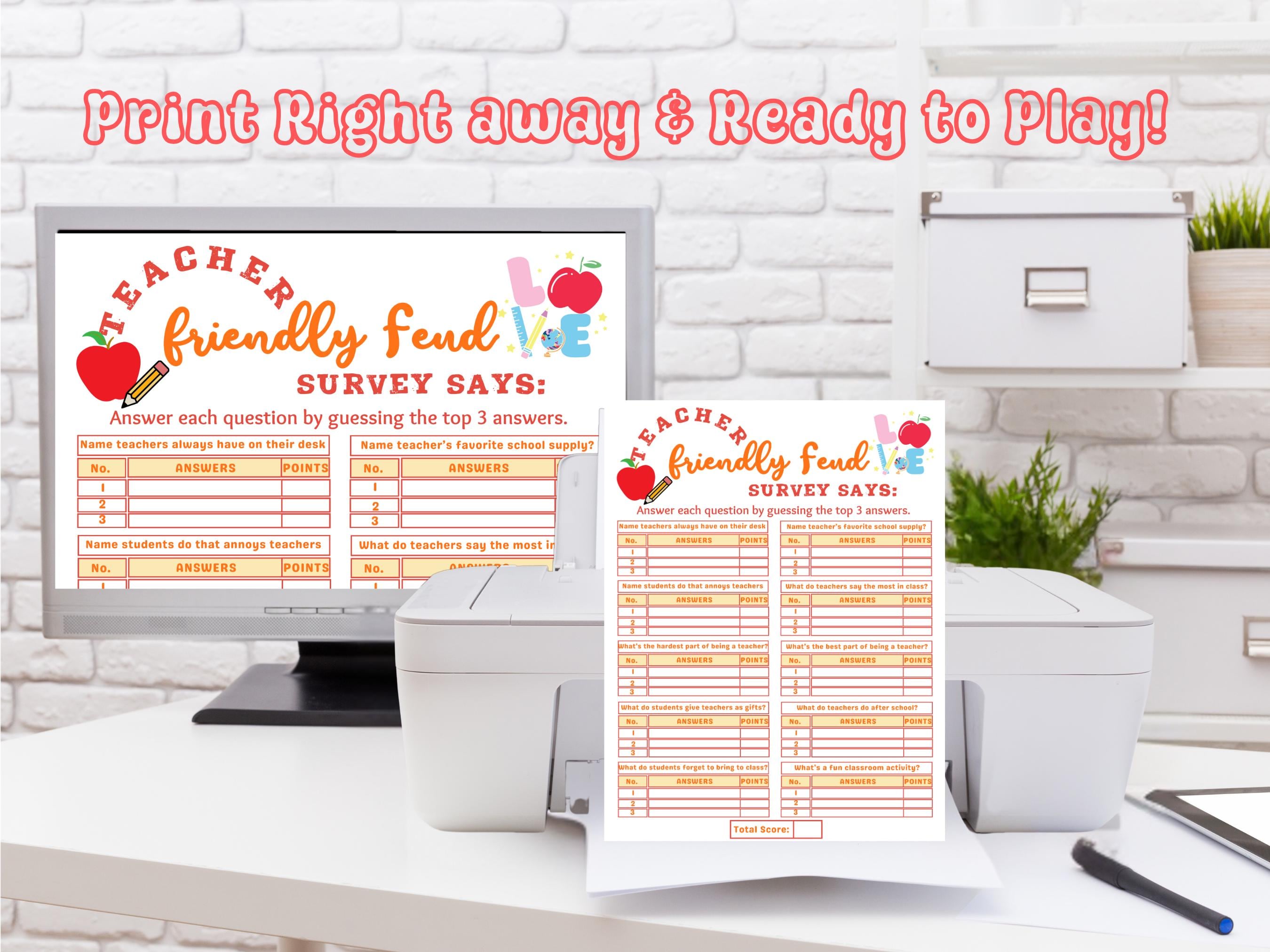 Printable Teacher Feud Game Teacher Appreciation Week Teacher Trivia ...