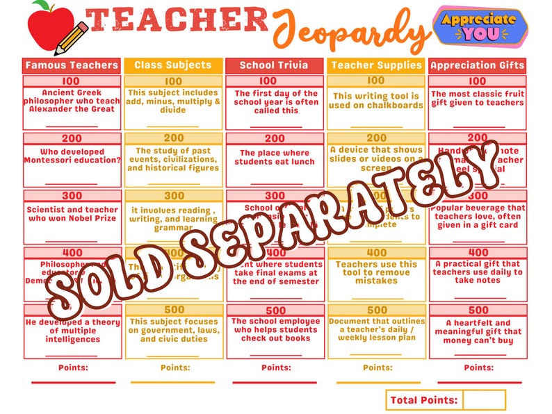 Printable Teacher Feud Game Teacher Appreciation Week Teacher Trivia ...