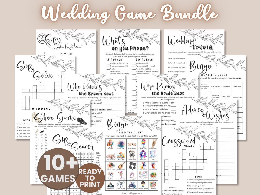 Minimalist Wedding Game Bundle Perfect for Bridal Shower Games and ...
