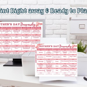 Printable Mothers Day Jeopardy Game Sheet Template Mother's Day Trivia ...