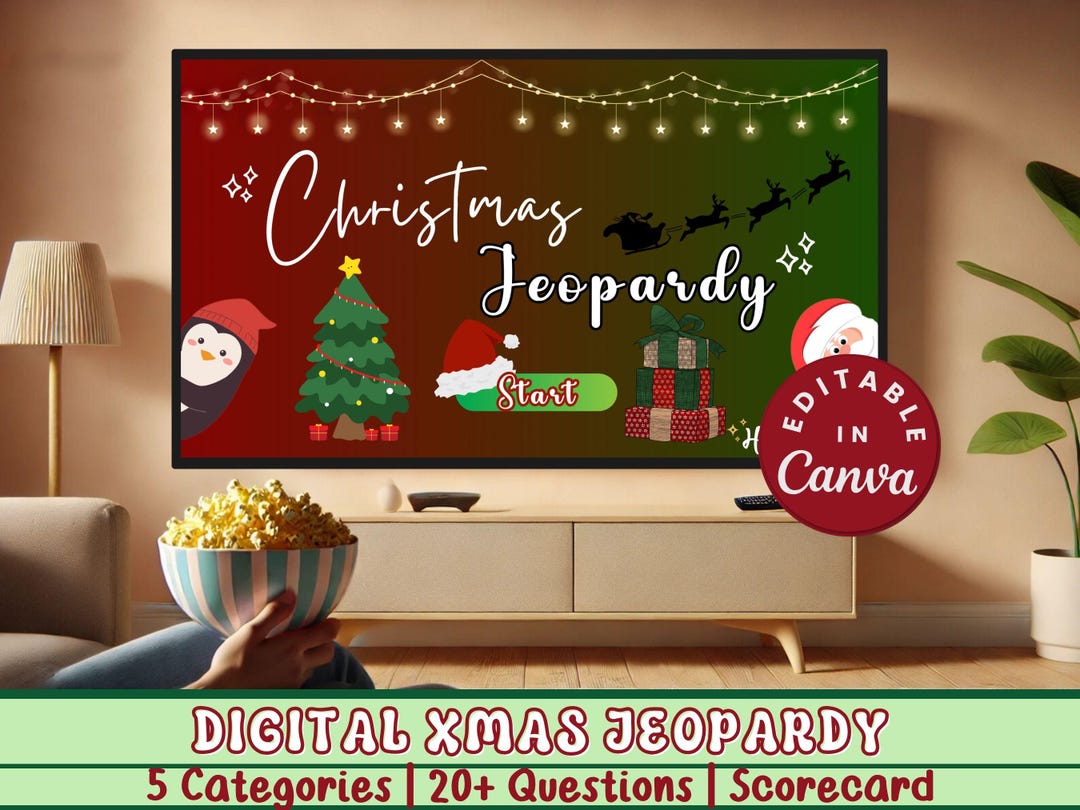 Virtual Christmas Trivia Jeopardy Powerpoint Holiday Trivia Office ...
