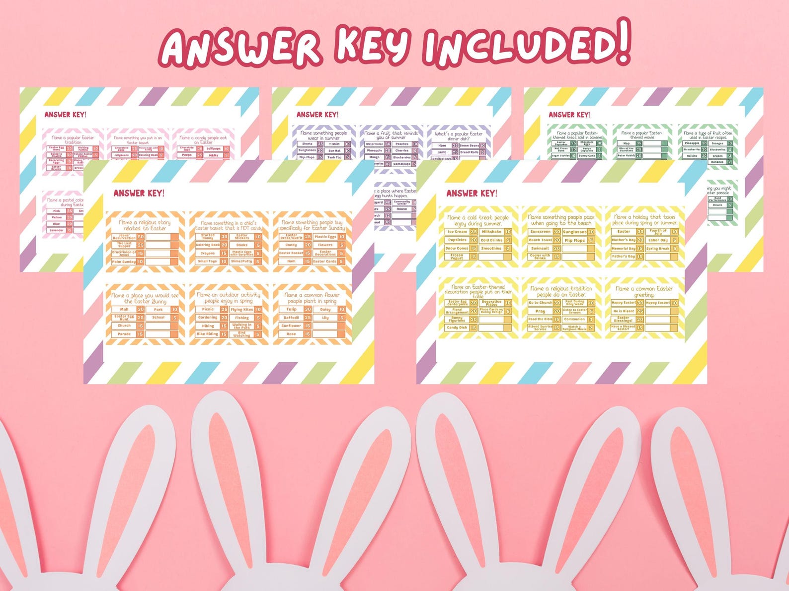 Easter Feud Printable Friendly Feud Easter Trivia Games Easter Spring ...