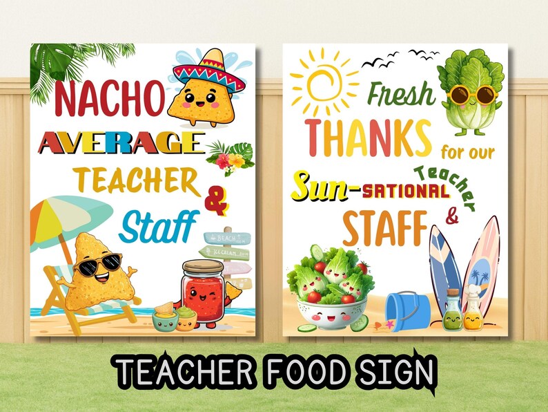 Sun-sational Teacher Appreciation Week Food Sign Bundle Beach Theme ...