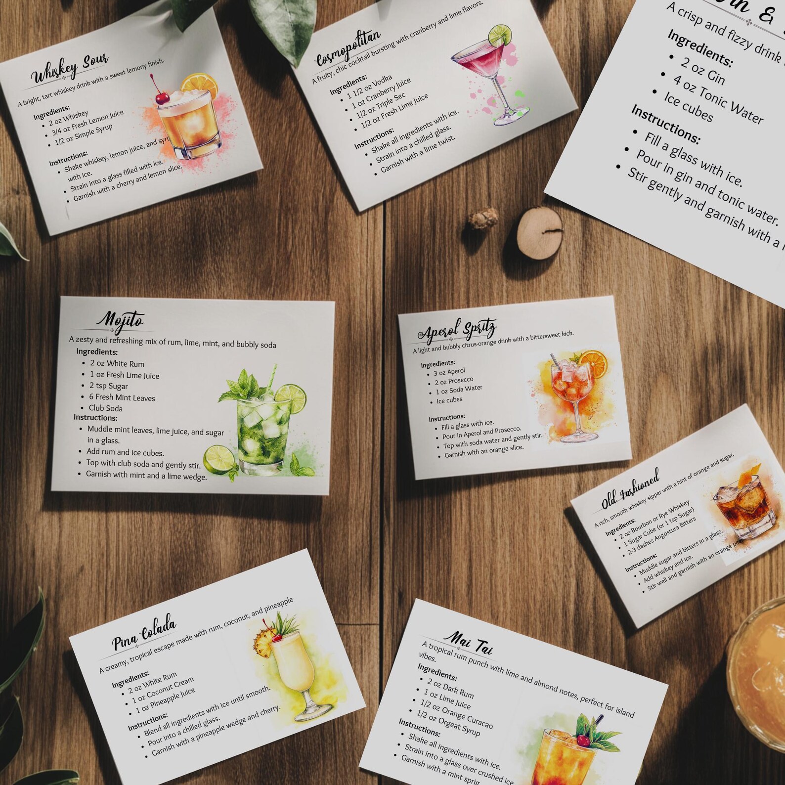 Cocktail Recipe Card Editable Party Signature Drink Bar Menu Template ...