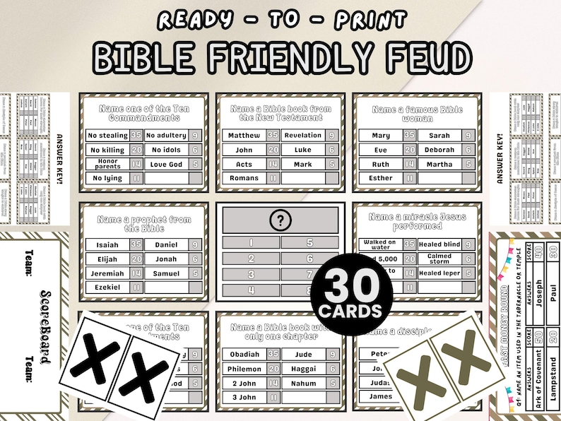 30 Bible Friendly Feud Game Printable Christian Trivia for Family Game ...