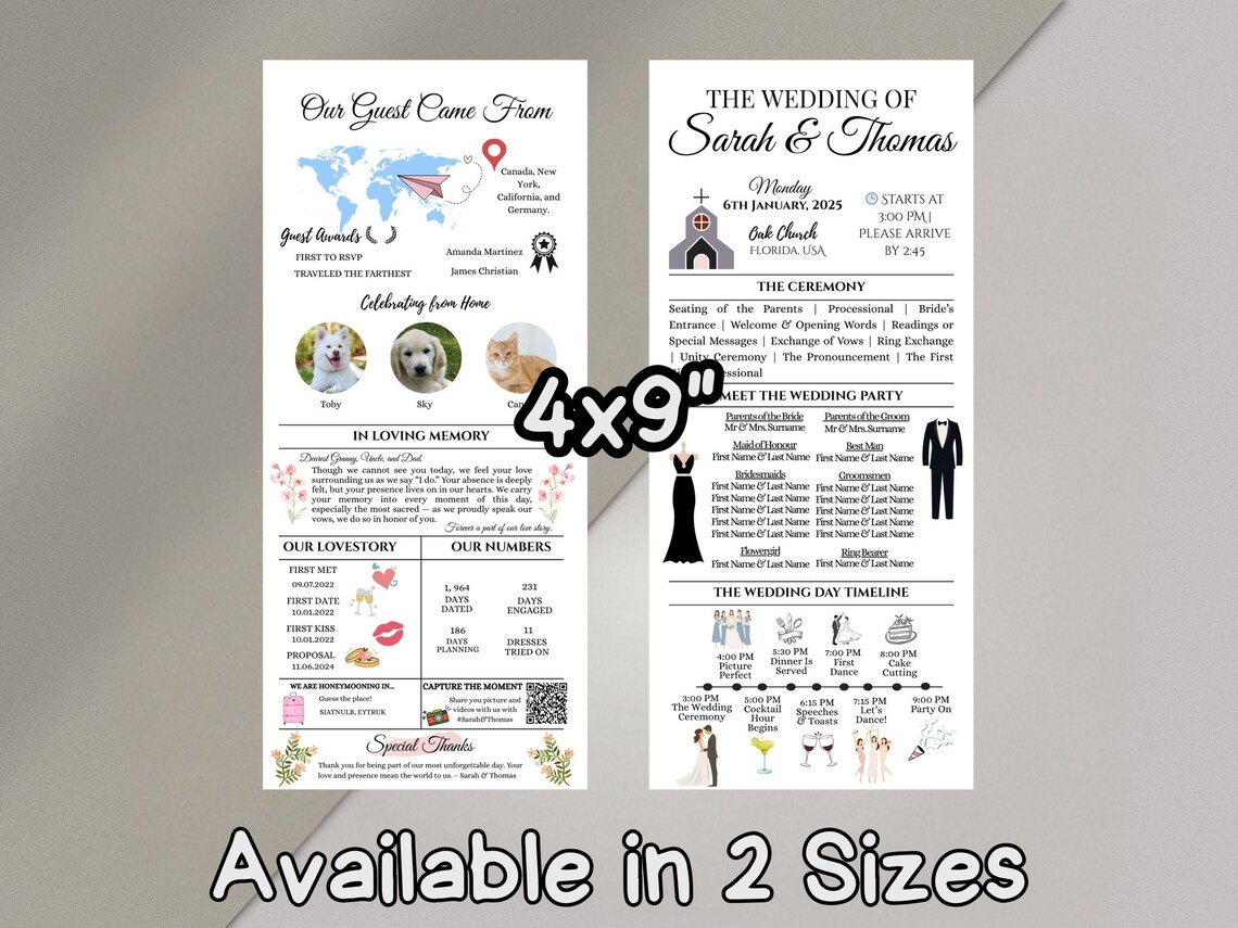 Infographic Wedding Program Template, Unique Church Ceremony Program ...