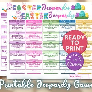 Easter Jeopardy Game Printables Easter Party Games Easter Bunny Trivia ...