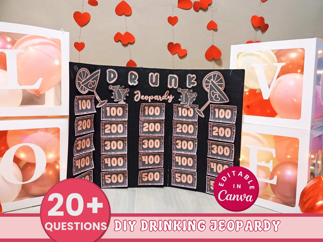 Drunk Jeopardy Board Game DIY Printable Banner Galentines Drinking ...