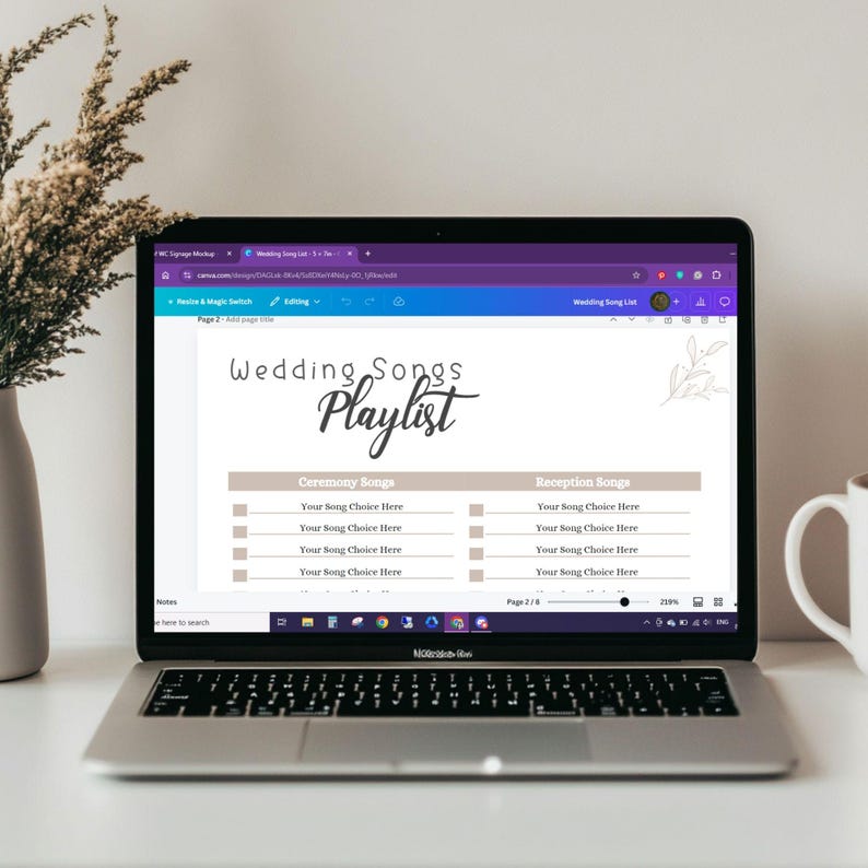 Wedding Song Checklist Printable Playlist Template for Wedding Ceremony ...