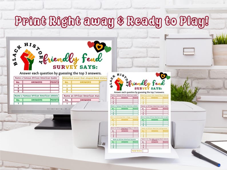 Printable Black History Month Trivia Game Sheet School Black History ...