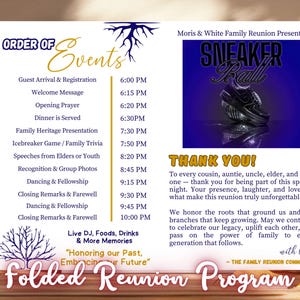 Bi-fold Family Reunion Program, Blue & Gold Customizable Event Brochure ...