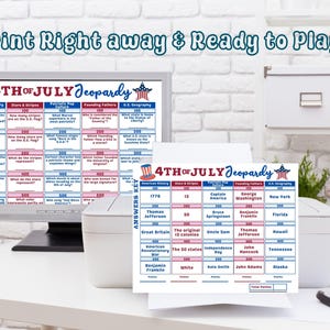 4th of July Jeopardy Game Sheet, Independence Day Trivia, Patriotic ...