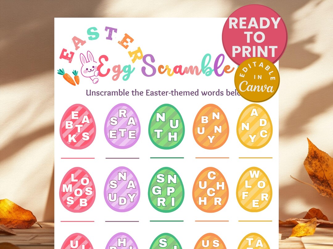 Easter Egg Scramble Words Printable Game Sheet Kids Easter Activities Egg Hunt School Party ...
