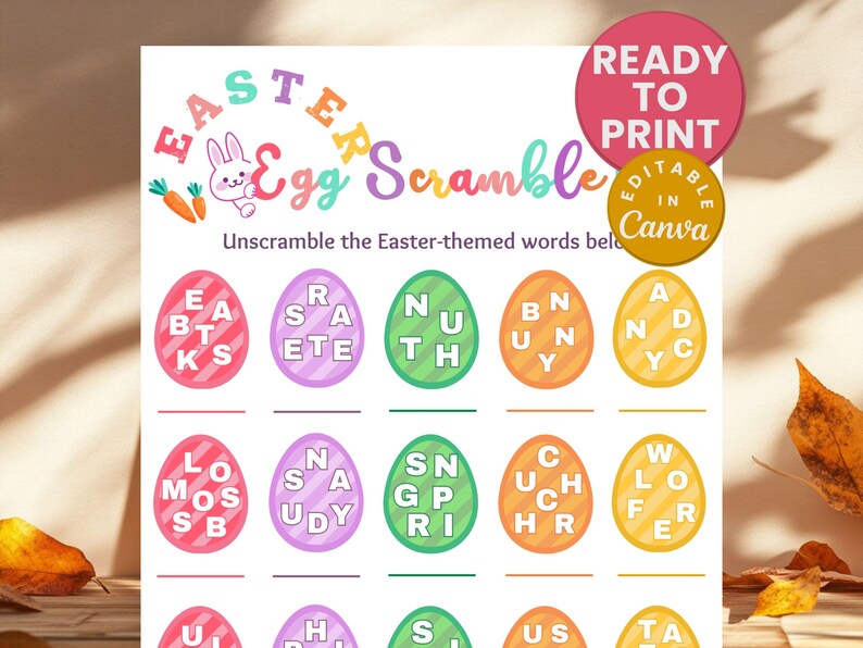 Easter Egg Scramble Words Printable Game Sheet Kids Easter Activities ...