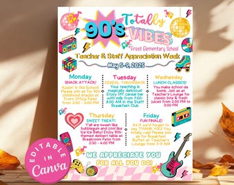 80s 90s Theme Teacher Appreciation Week Door Hangers, Retro Throwback ...