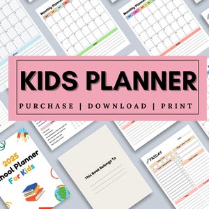 Editable Kids School Planner 2025: Printable Study Calendar (canva) - Etsy