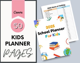 Editable Kids School Planner 2024-2025, Study Planner for Kids ...