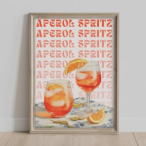 Aperol Spritz Cocktail Digital Art Print, 24x36 24x32 24x30 11x14 A1 ...