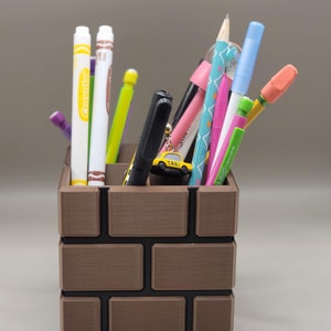 3D Printed Super Mario Block Pen Holder: Retro Gaming Desk Organizer - Etsy