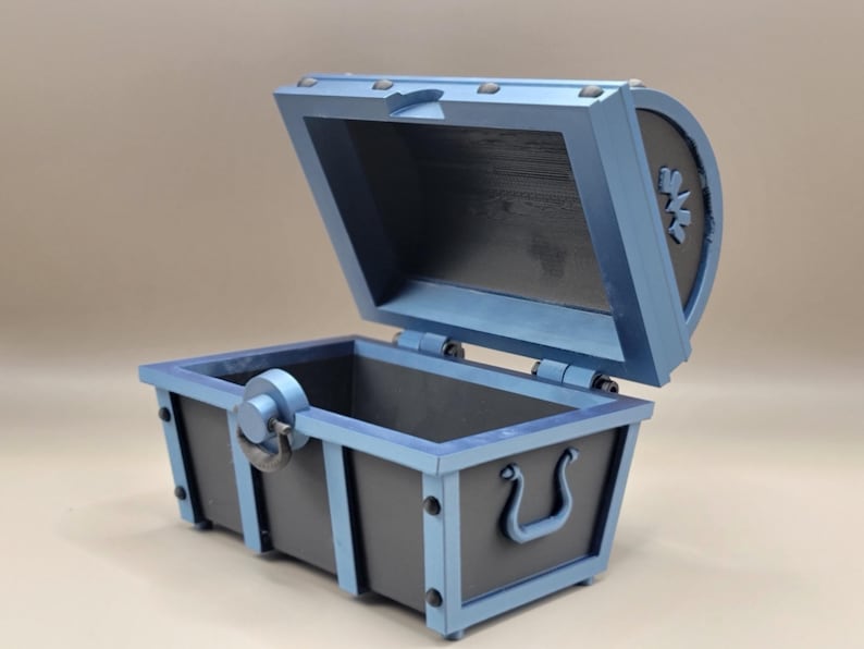 Black and Blue Treasure Chest Storage Container 3D Printed Pirate ...