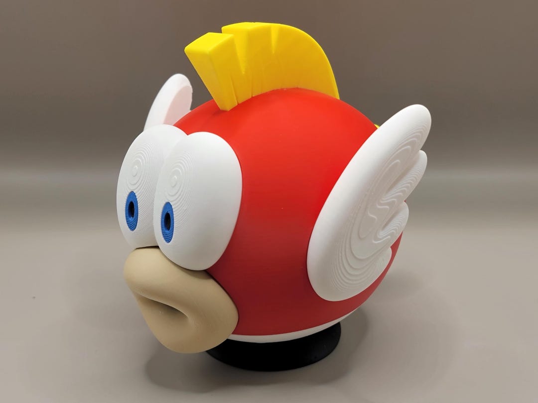 6" Red Super Mario Cheep Cheep Fish Figurine | 3D Printed Retro Gamer ...