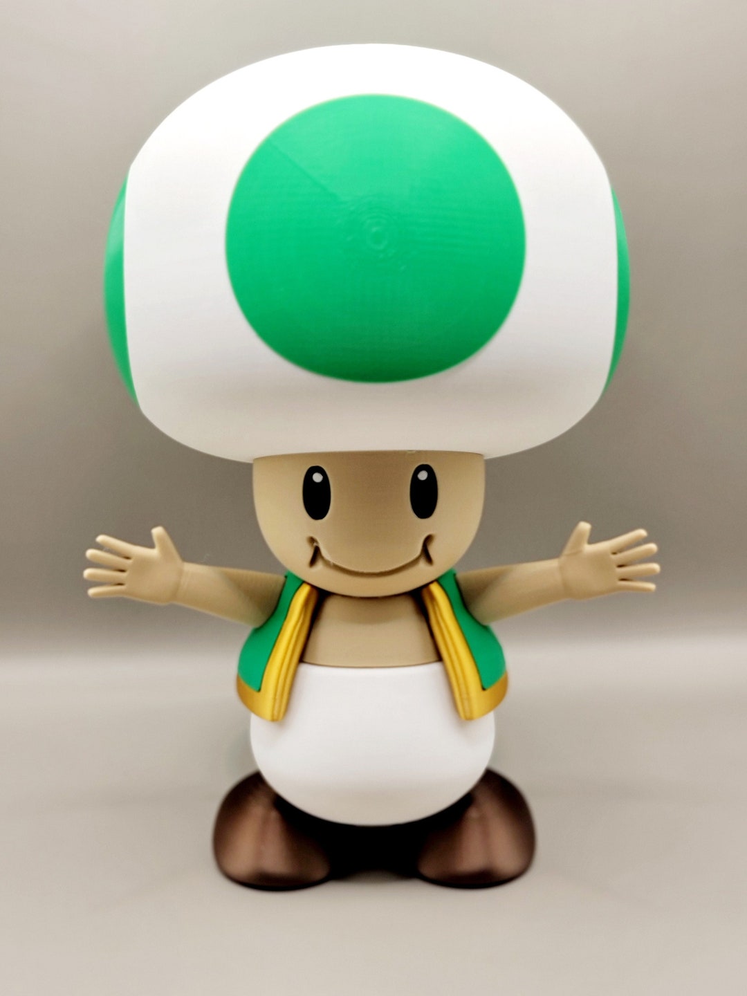 10" Green Super Mario Toad Figure - 3D Printed Retro Gaming Collectible ...