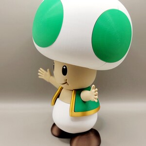 10" Green Super Mario Toad Figure - 3D Printed Retro Gaming Collectible ...