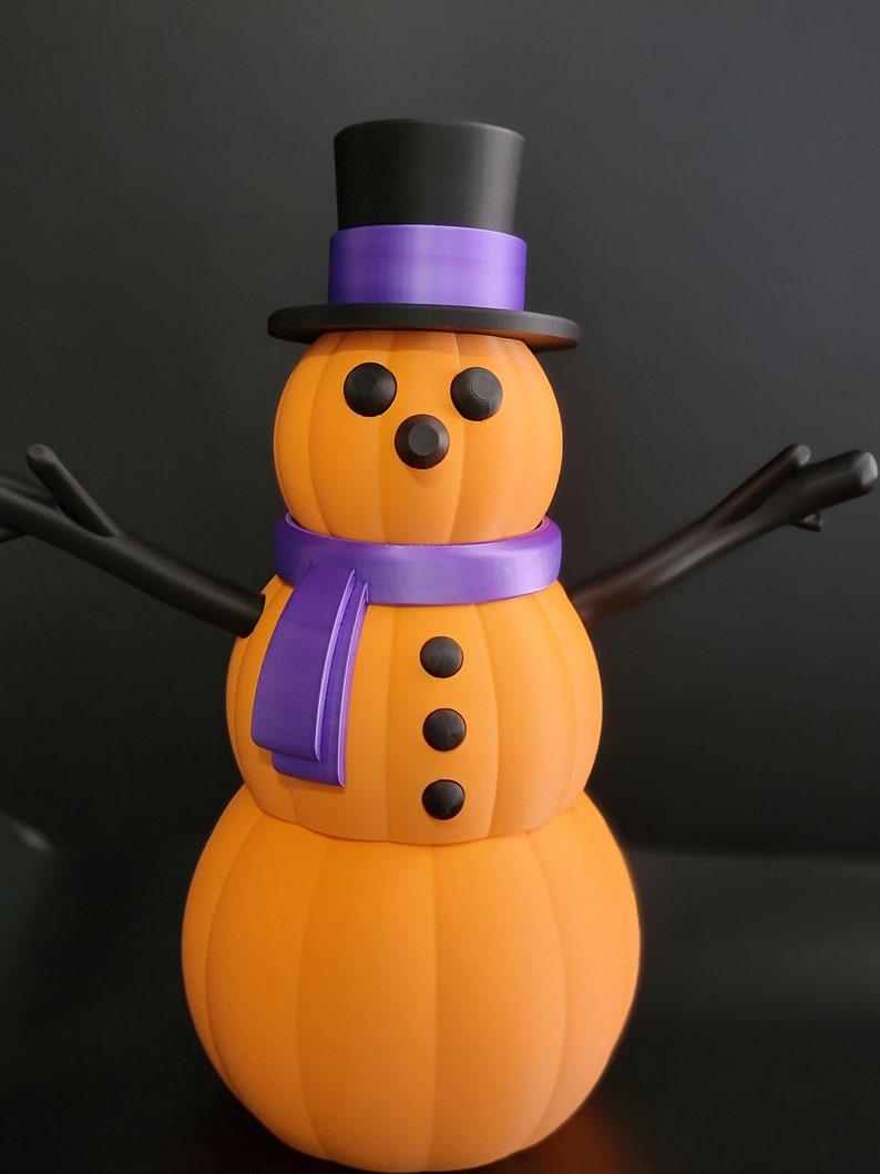 Articulated Pumpkin Snowman With Top Hat: Whimsical Fall Halloween ...