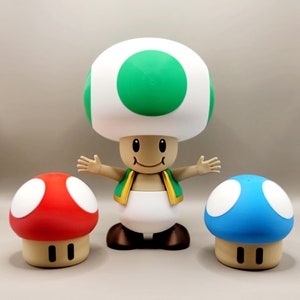 10" Green Super Mario Toad Figure - 3D Printed Retro Gaming Collectible ...