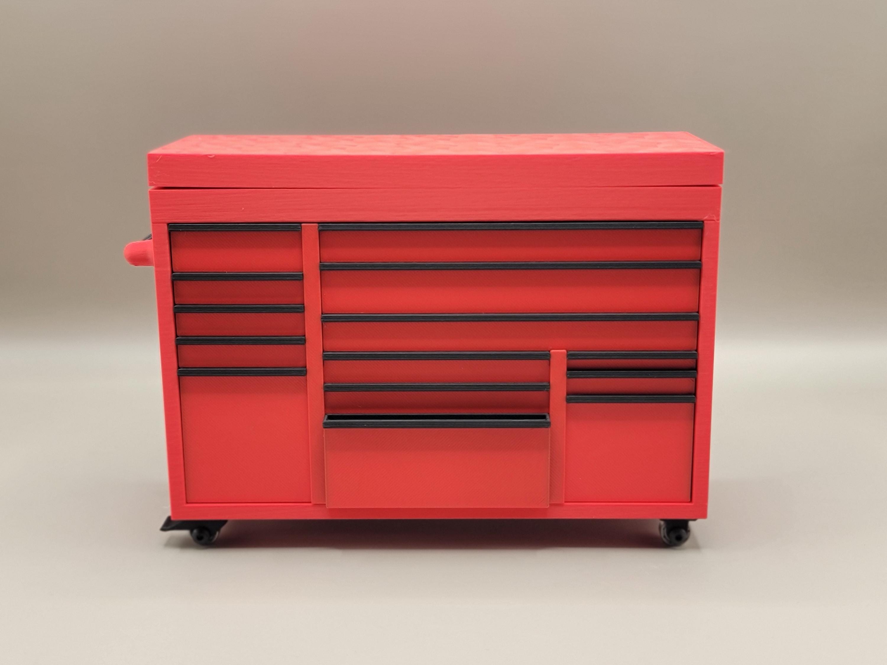 Mini Red Desktop Toolbox Organizer: 3D Printed Desk Storage (5x7x2.5 ...