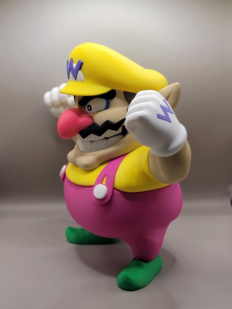 3D Printed Wario Figurine: Super Mario Gamer Collectible - 13" - Etsy