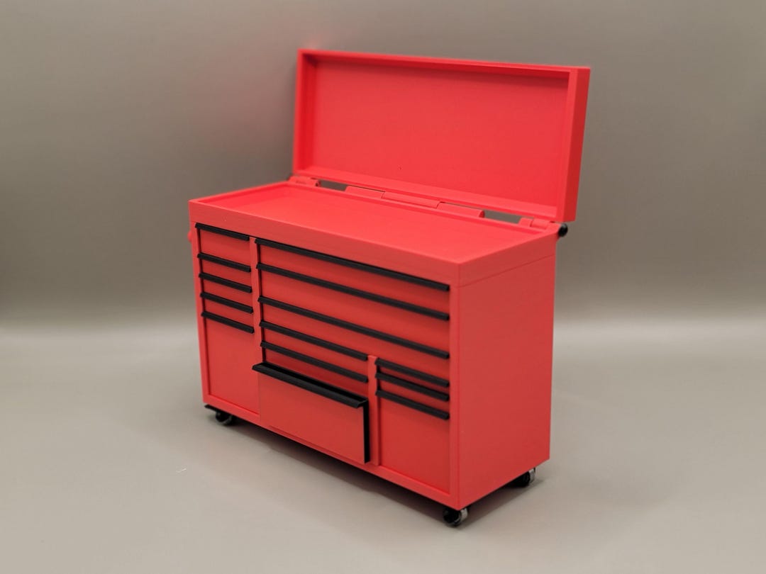 Mini Red Desktop Toolbox Organizer: 3D Printed Desk Storage (5x7x2.5 ...