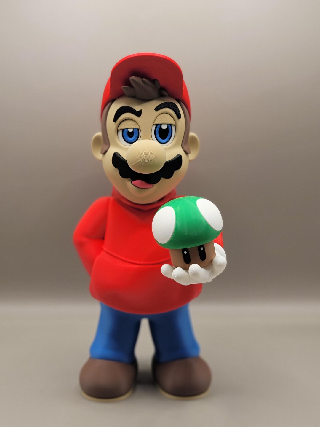 Chill Mario With Mushroom Figurine - Super Mario Collectible Statue ...