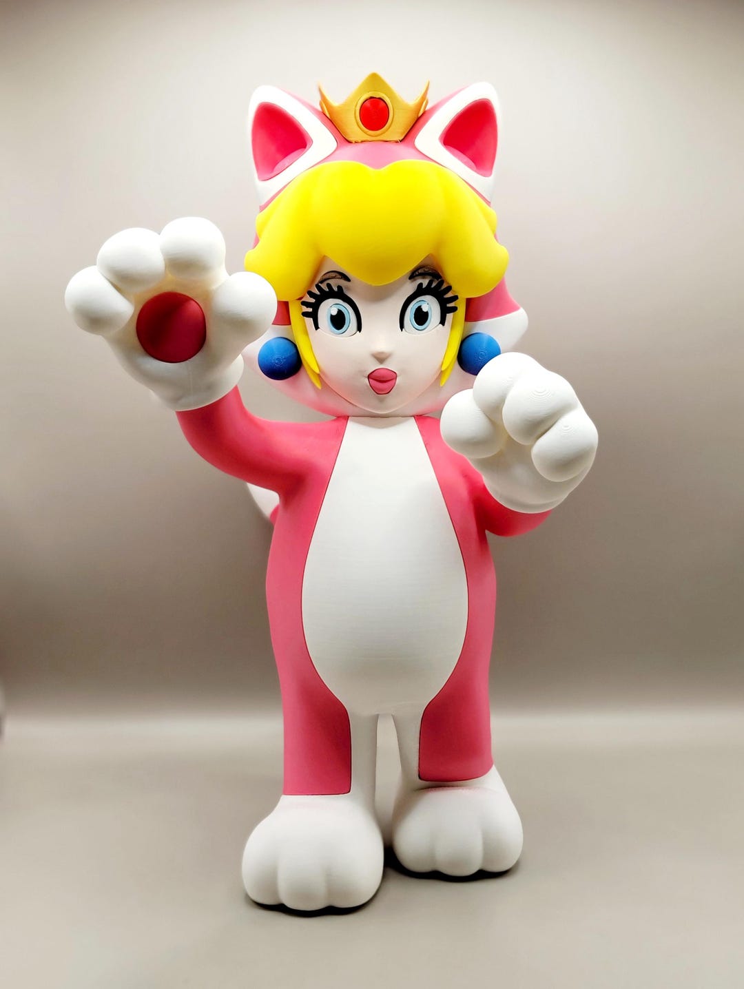 15" Super Mario Cat Princess Peach Figurine - 3D Printed Gamer Gift ...