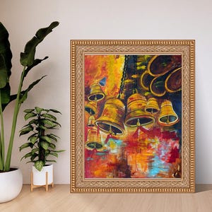 Sacred Chimes art Print Indian Bells Art Bells of India Mandir Ki ...