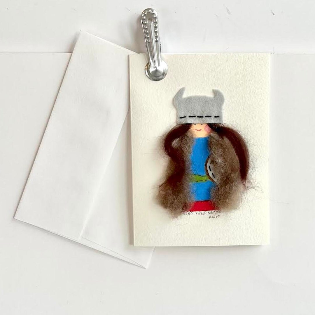 Viking Shield Maiden Felt Card (freya) - Etsy