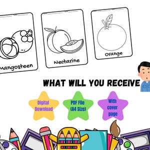26 PAGES Fruits Coloring Book, Coloring Activity, Fruits Theme Book ...