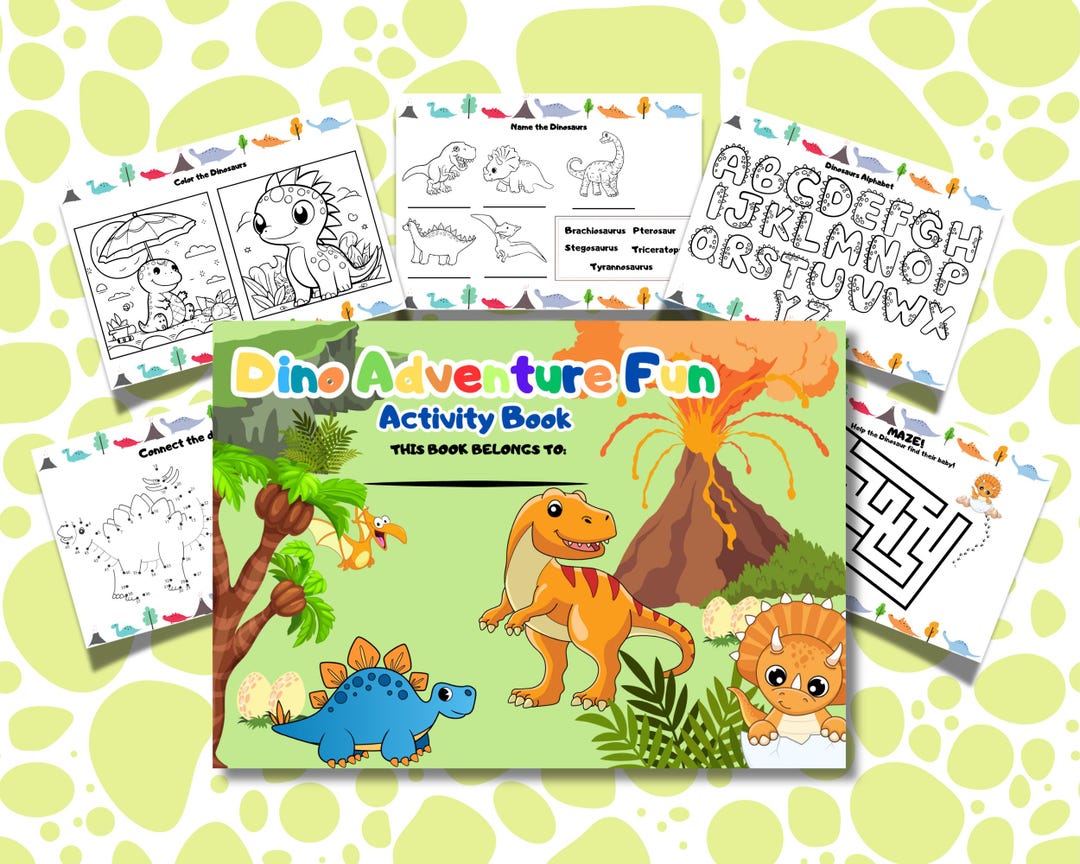 Dino Adventure Fun Activity Book I Preschool- Kindergarten Workbook I ...
