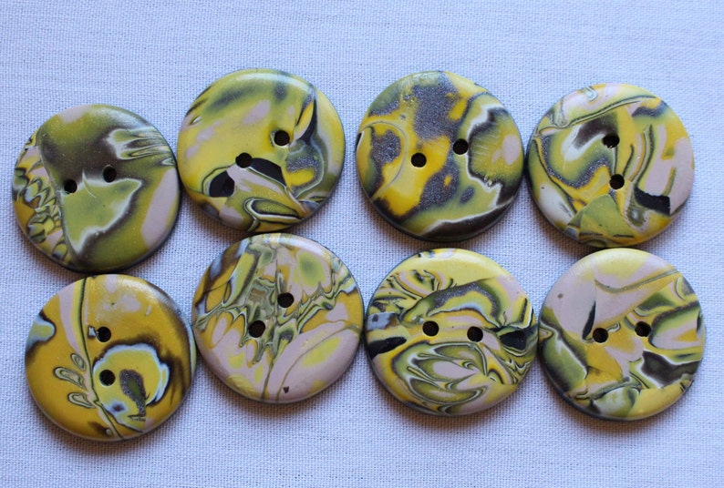 Large Handmade Clay Buttons Mokume Gane Buttons, 1 1/4 Inch Buttons No ...