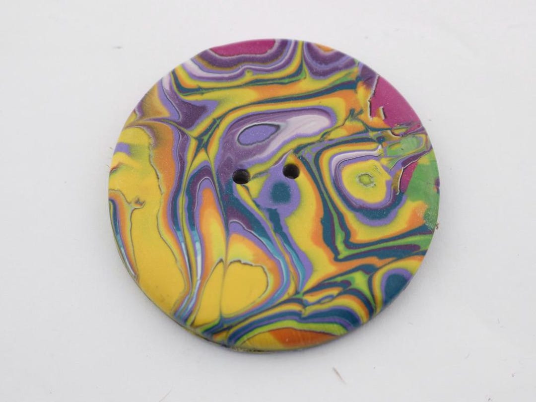 Large Polymer Clay Button: Colorful Sewing Button (2 Inch) No 139 - Etsy