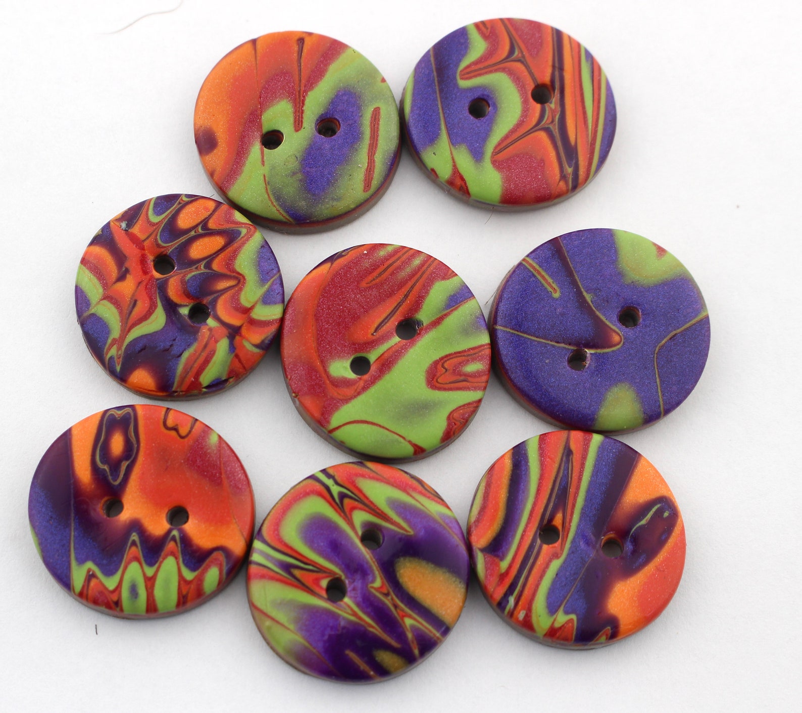 Big Colorful 1 Inch Buttons Purple Buttons Handmade Polymer Clay ...