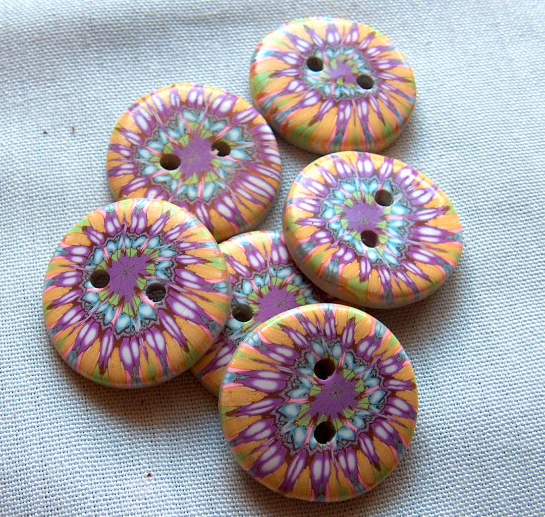 Big Coat Buttons Unique Button Handmade Button Kaleidoscope Cane ...