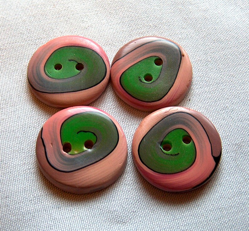Spiral Buttons Handmade Sewing Buttons Unique Button Big Clay - Etsy