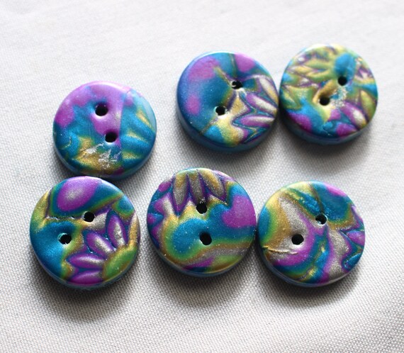 Large Multi Colored and Purple Buttons 1 Inch 2.5 Cm Button | Etsy