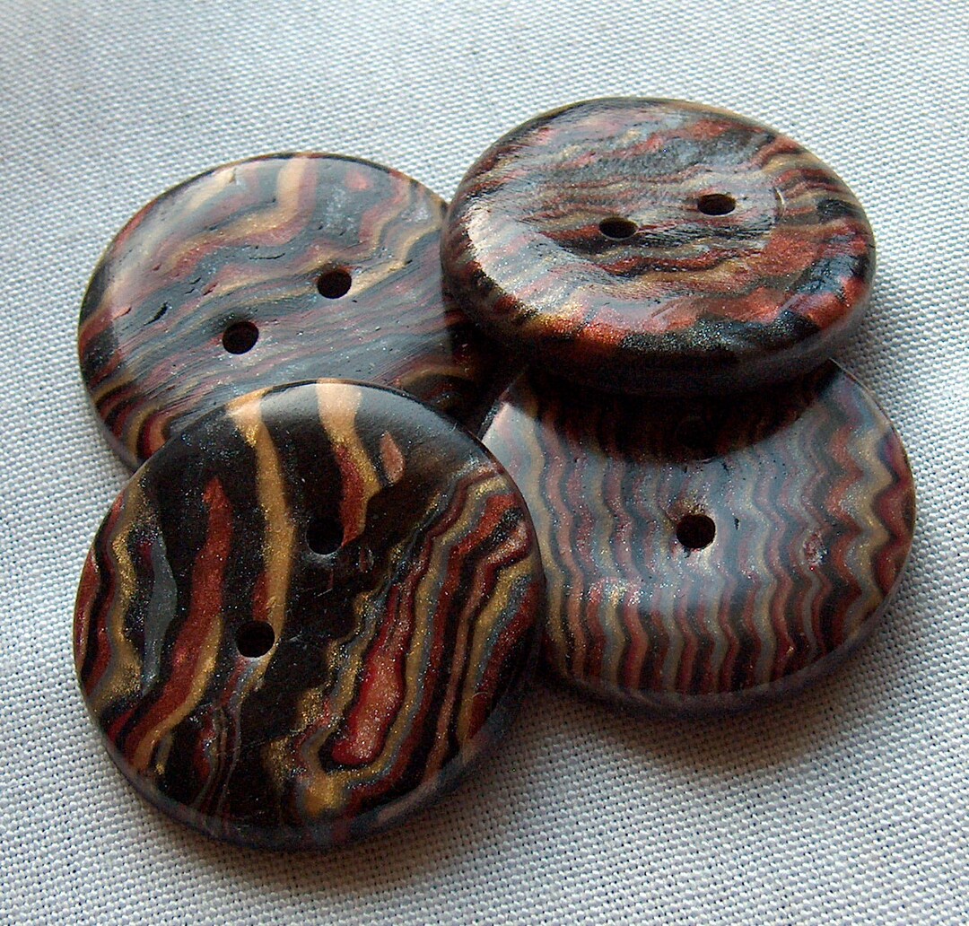 Black Metallic Buttons, Large Button Large Polymer Clay Buttons Unique ...