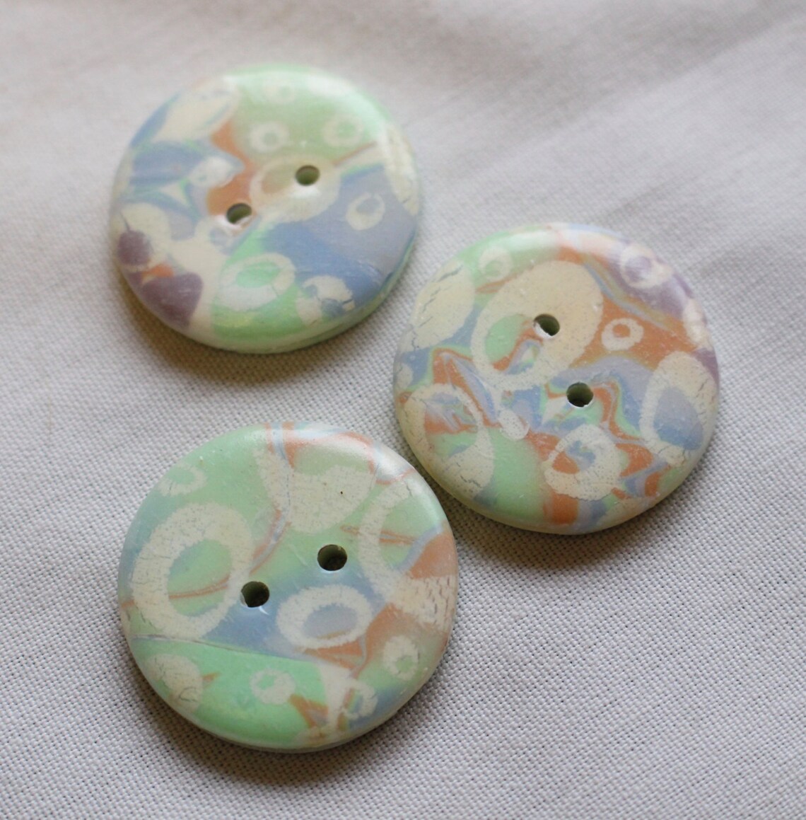 Large Handcrafted Buttons, Green and Blue Buttons, Coat Buttons Unique ...