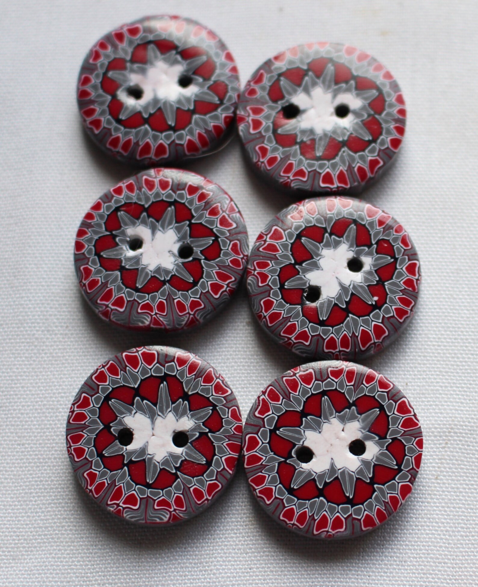 Large Handmade Buttons Red Kaleidoscope Button 1 Inch Button - Etsy