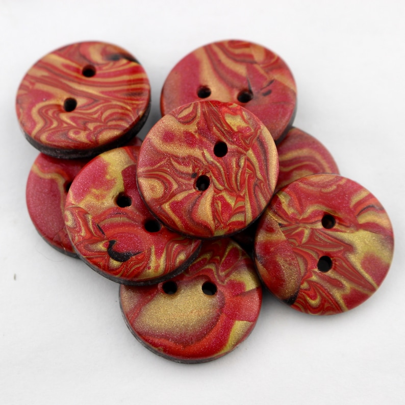 Red and Gold Big Buttons 1 1/2 Inch Red Button 1 Inch Red | Etsy
