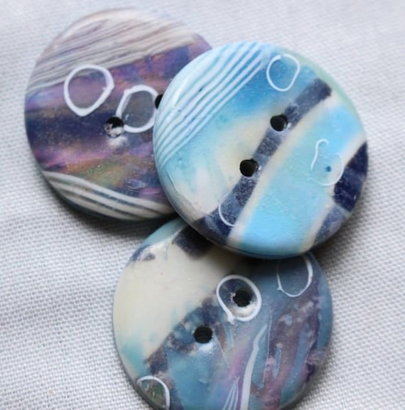 Large Blue Buttons Gifts for knitters handmade Art buttons 1 | Etsy